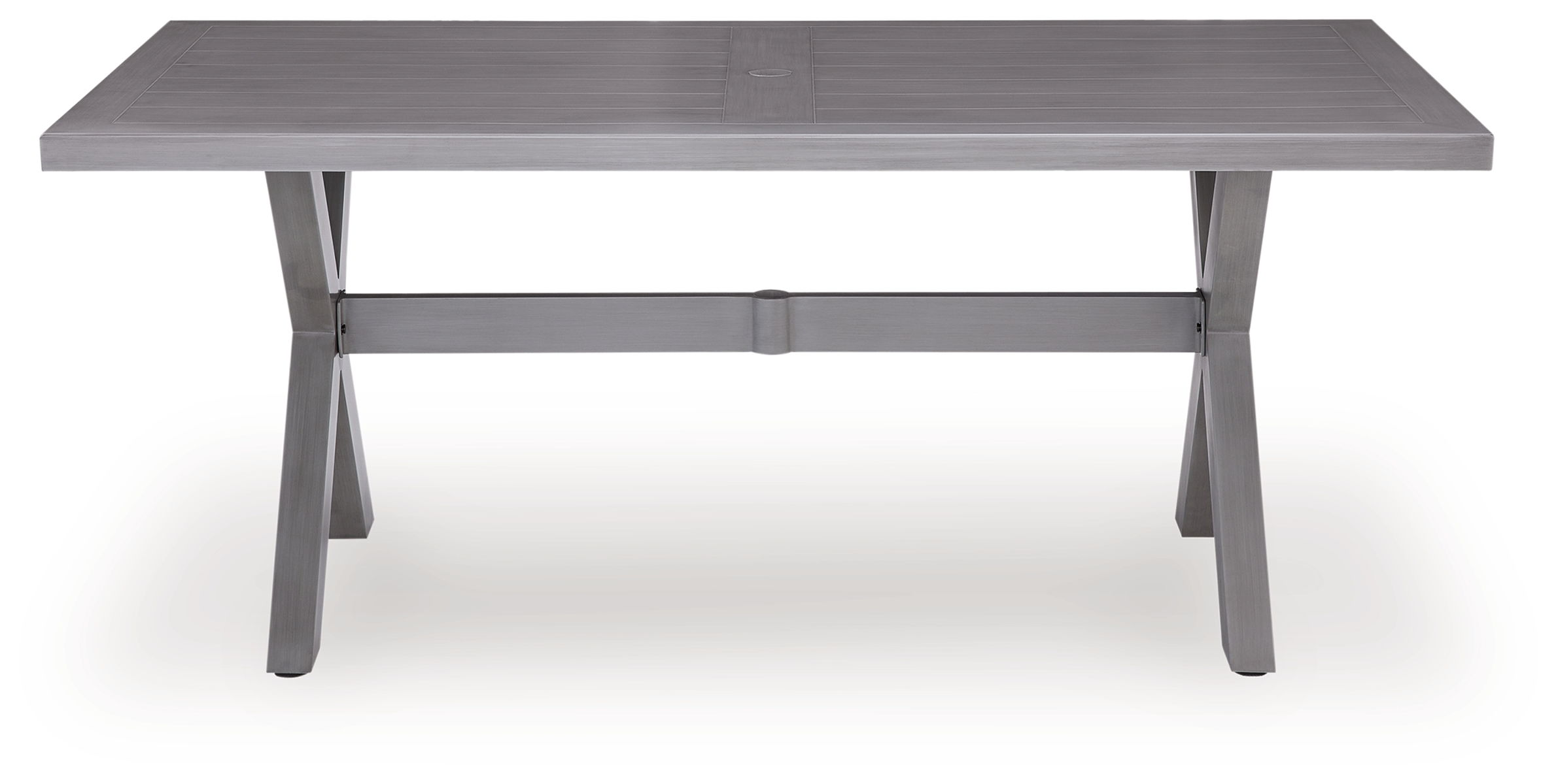 Half Moon Beach - Rectangular Dining Table With Umbrella Option - Gray ...